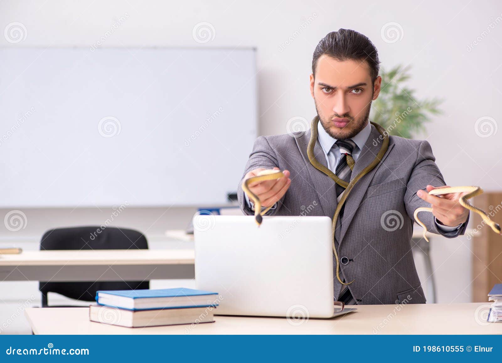 Young Male Employee with Snake in the Office Stock Image - Image of ...