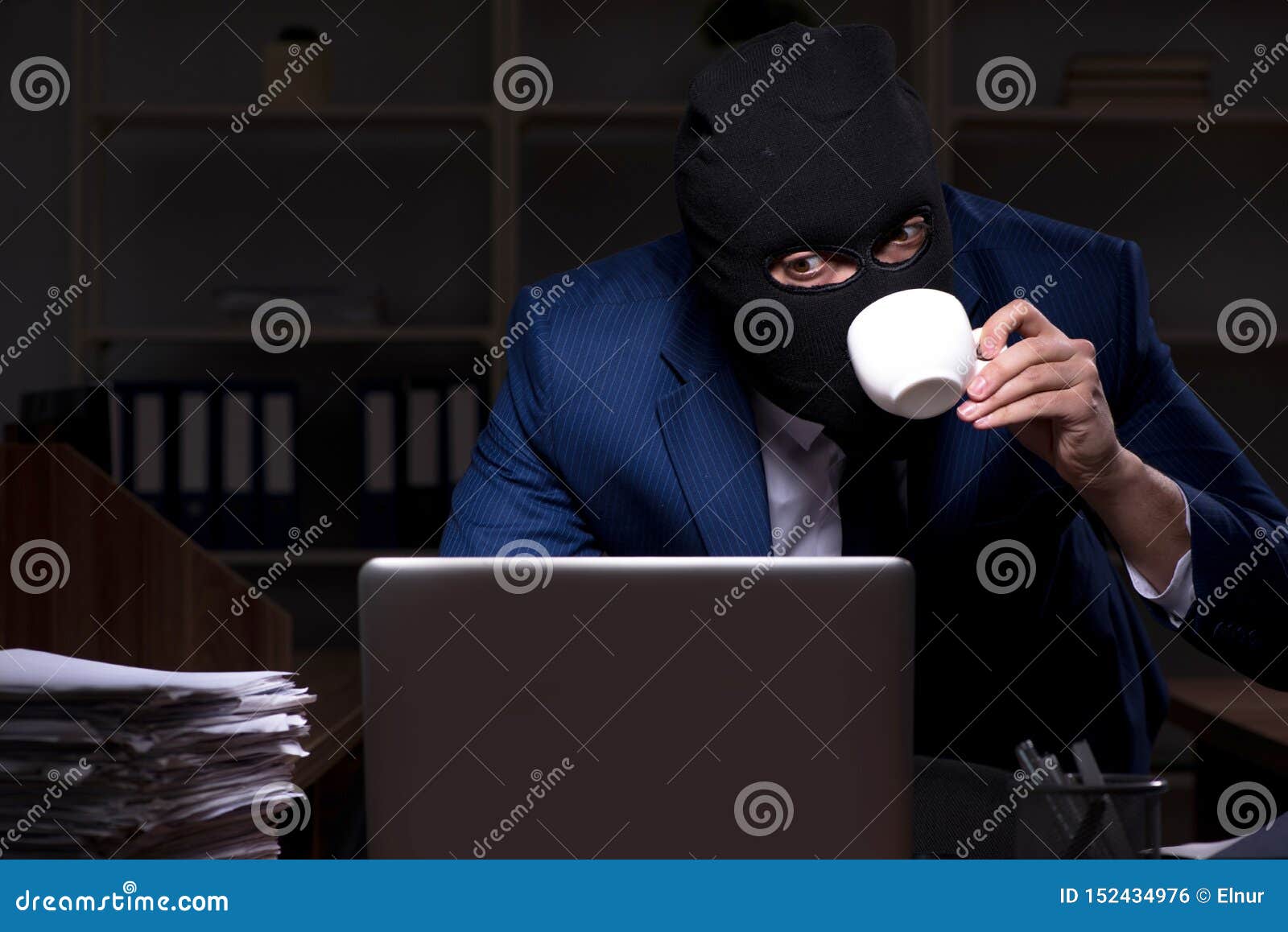 Male Employee Stealing Information in the Office Night Time Stock Photo ...