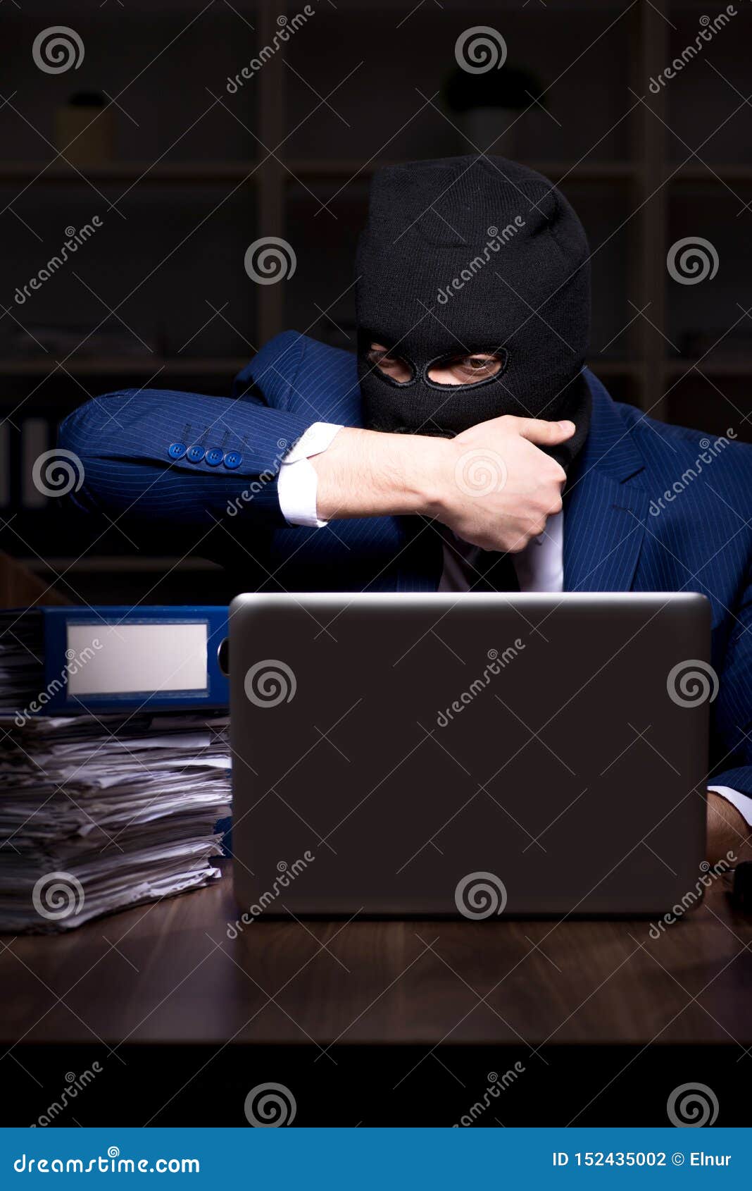 Male Employee Stealing Information in the Office Night Time Stock Photo ...