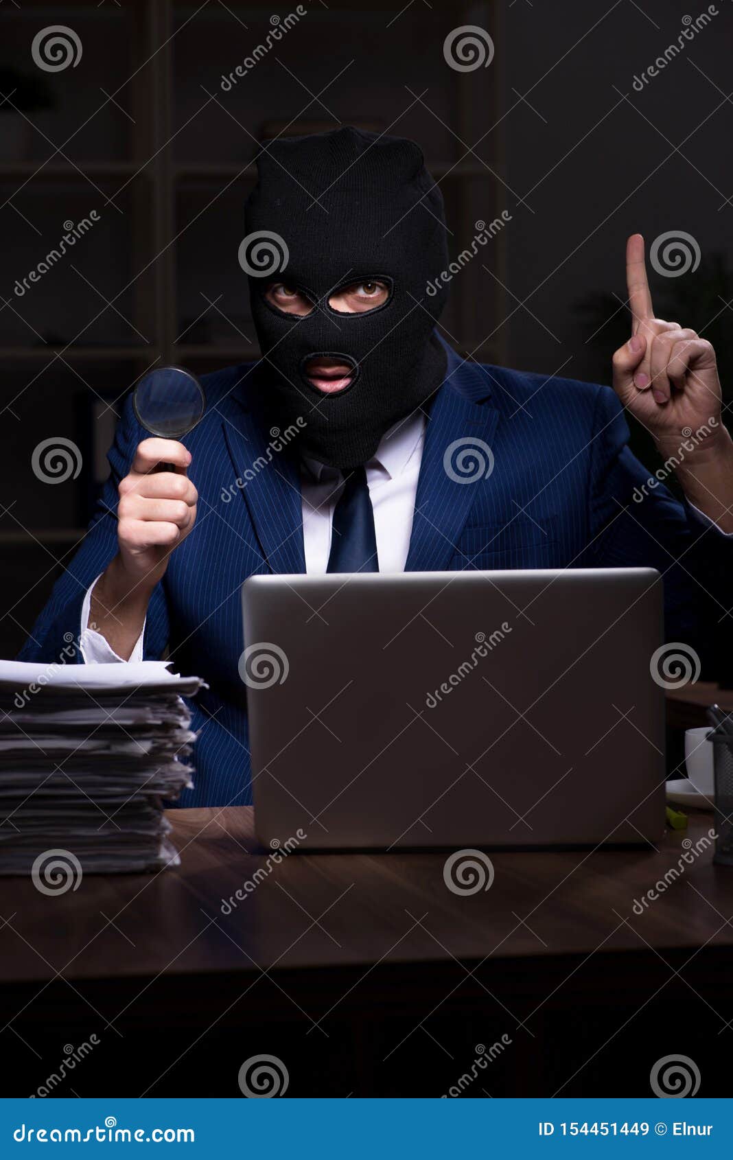 Male Employee Stealing Information in the Office Night Time Stock Image ...