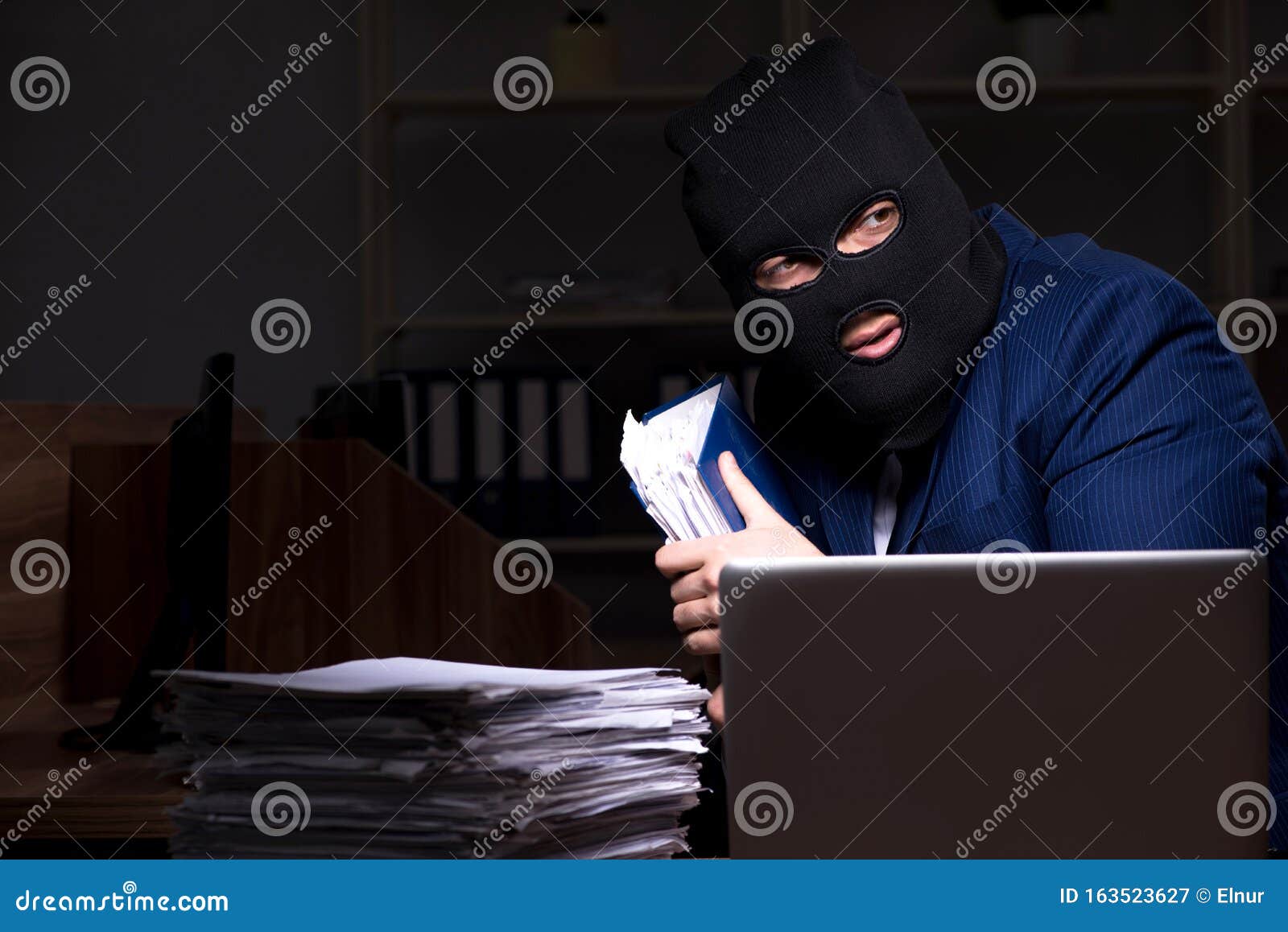 Male Employee Stealing Information in the Office Night Time Stock Image ...