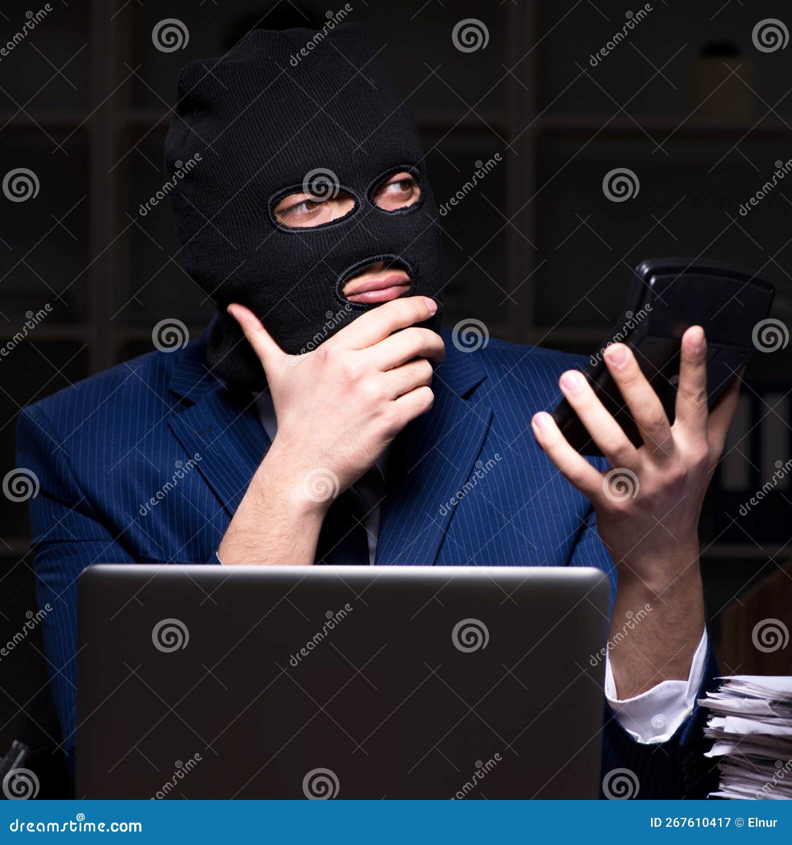 Male Employee Stealing Information in the Office Night Time Stock Image ...