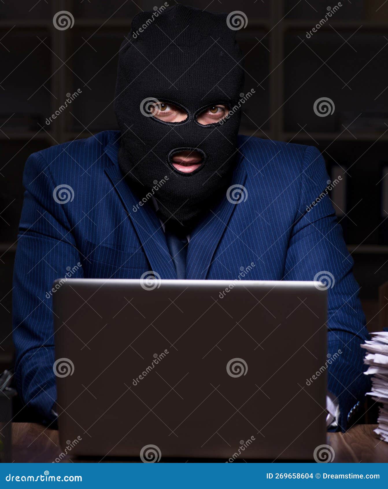 Male Employee Stealing Information in the Office Night Time Stock Photo ...