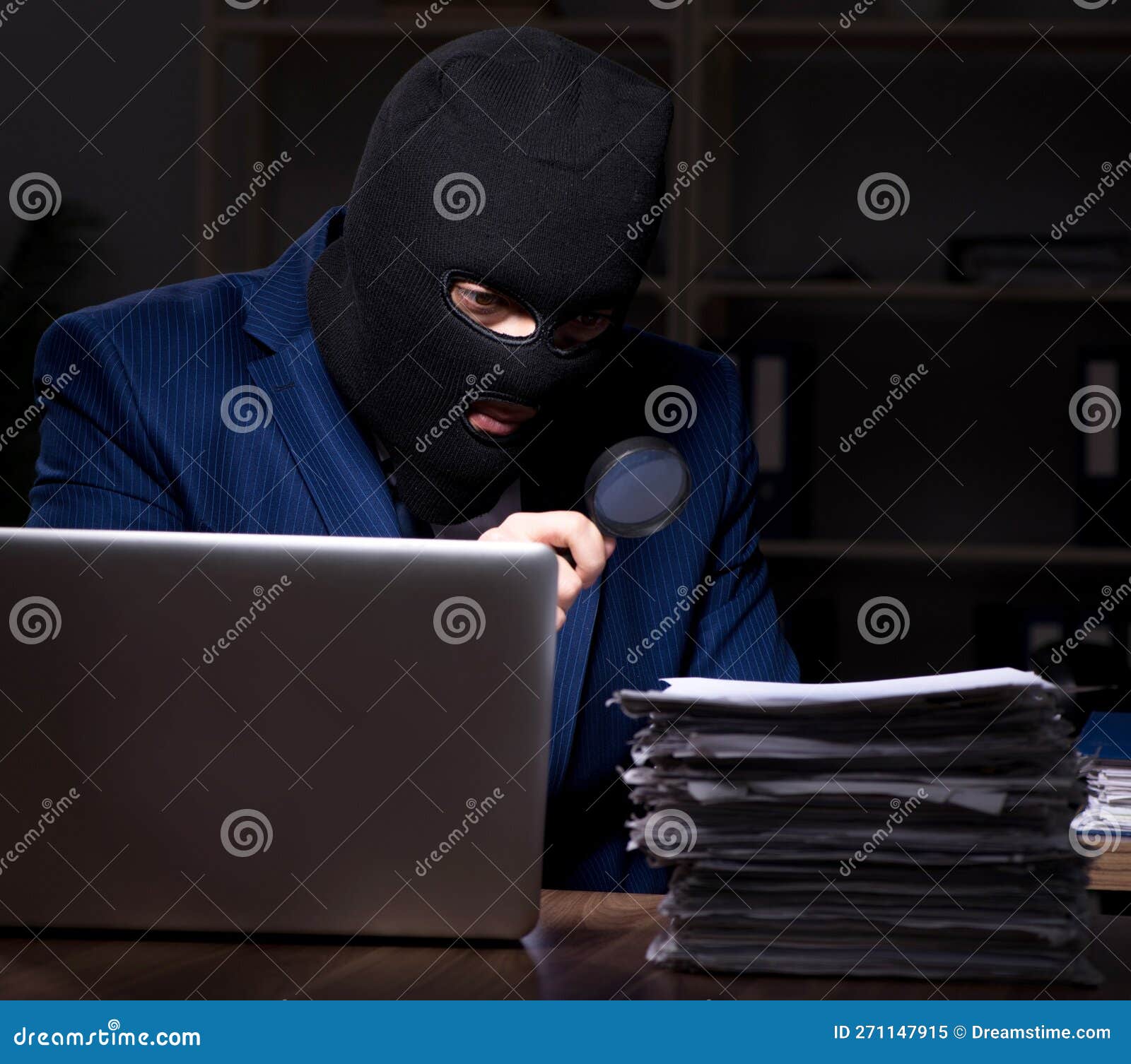 Male Employee Stealing Information in the Office Night Time Stock Image ...