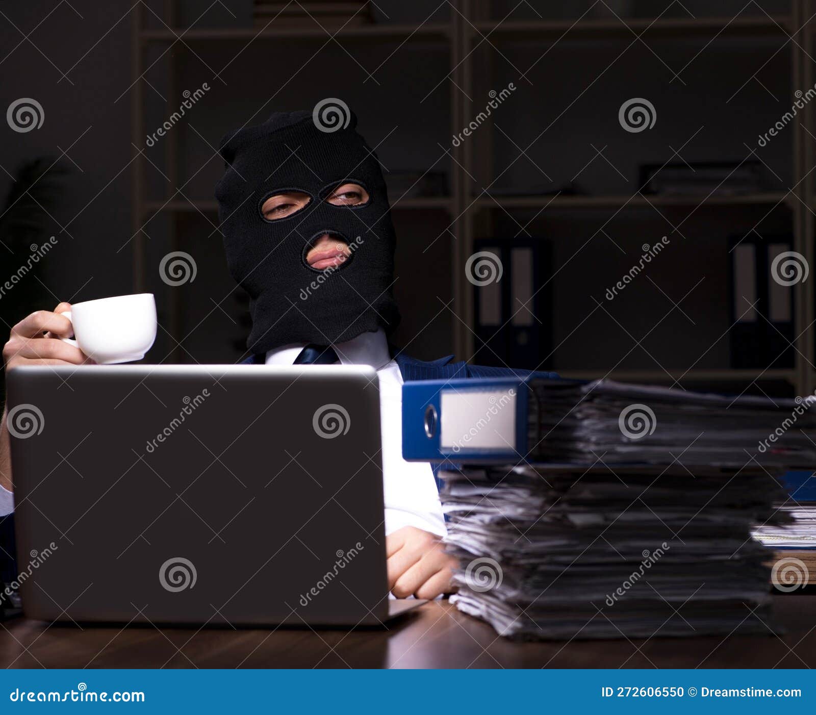 Male Employee Stealing Information in the Office Night Time Stock Photo ...