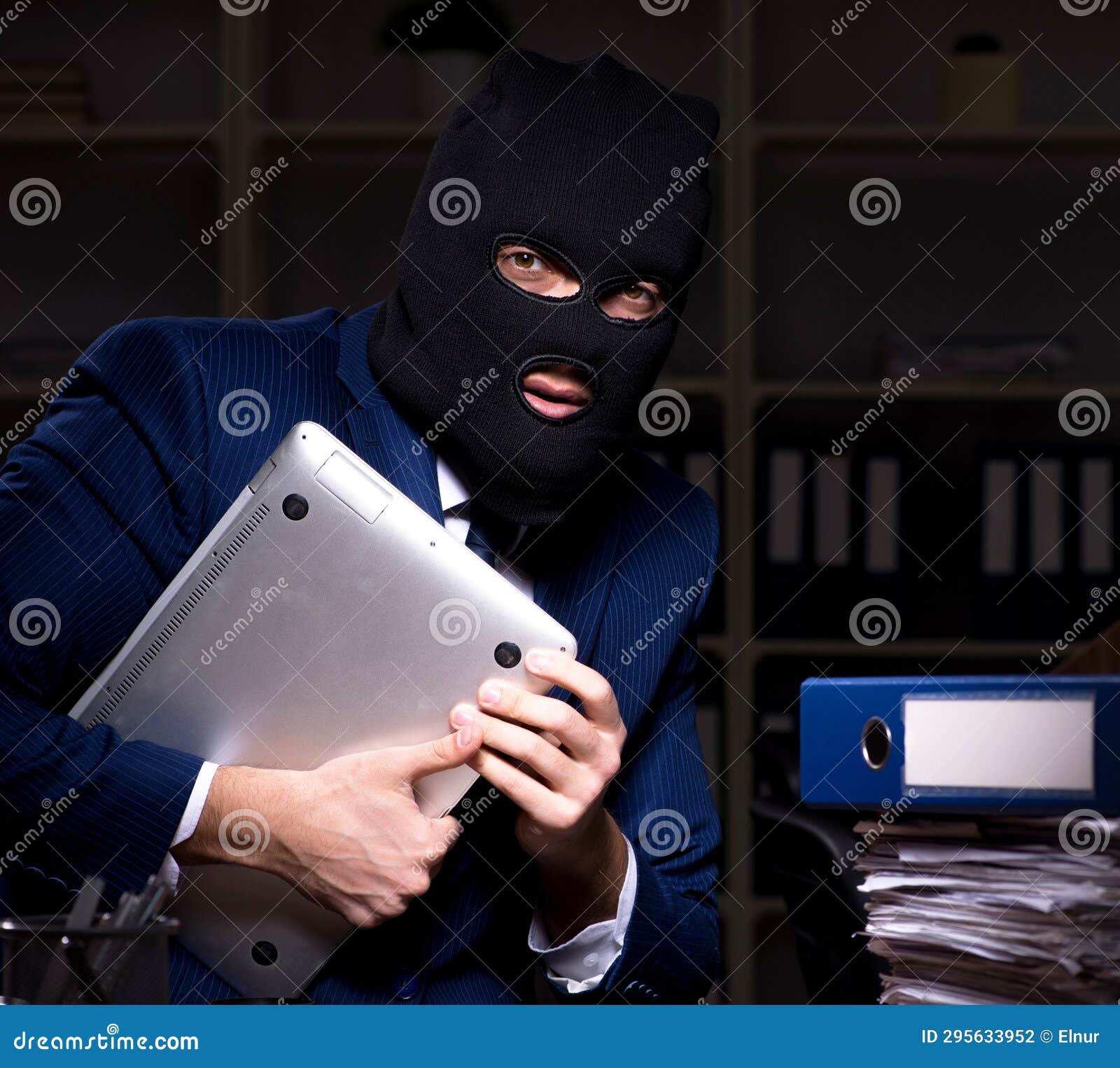 Male Employee Stealing Information in the Office Night Time Stock Photo ...