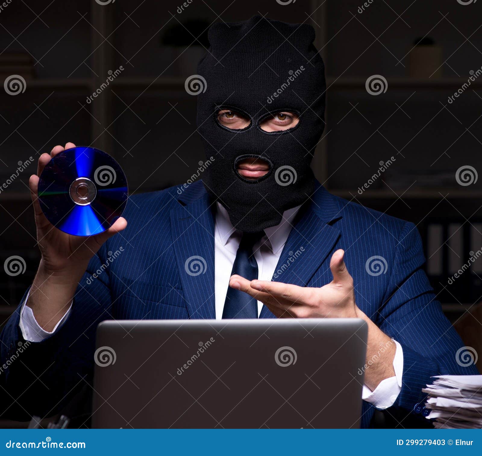 Male Employee Stealing Information in the Office Night Time Stock Image ...