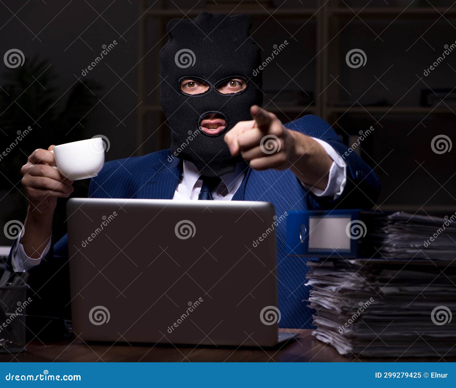 Male Employee Stealing Information in the Office Night Time Stock Image ...
