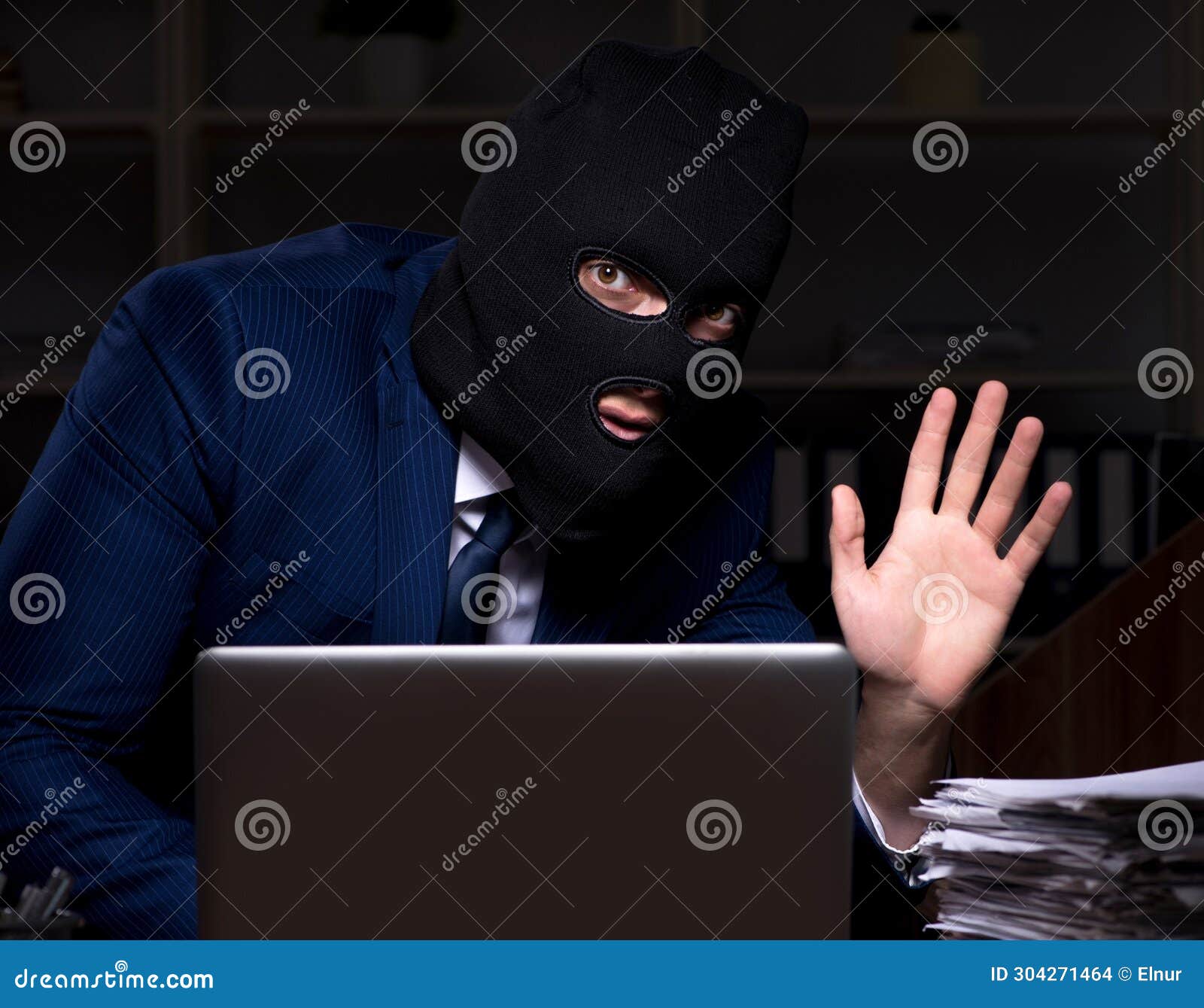 Male Employee Stealing Information in the Office Night Time Stock Photo ...