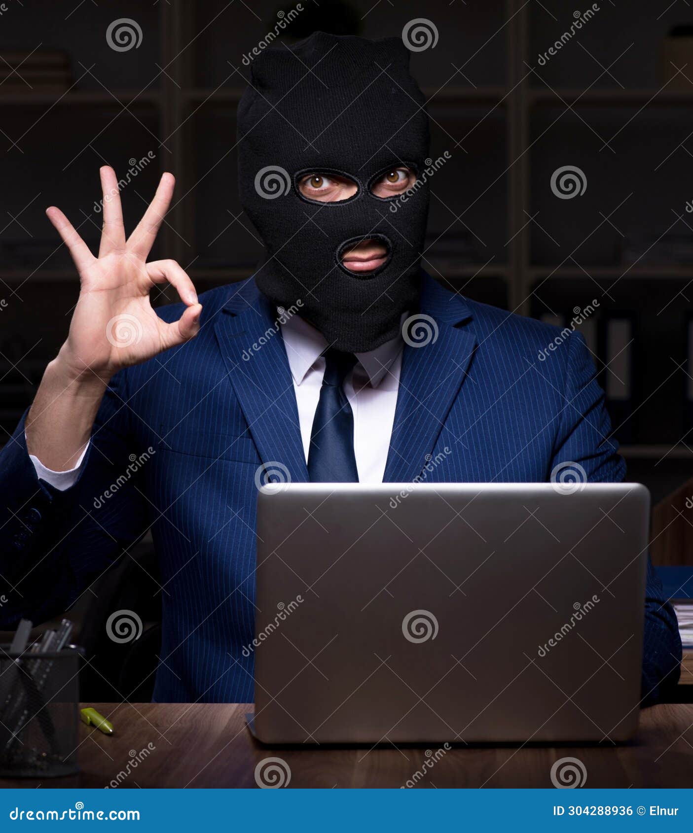 Male Employee Stealing Information in the Office Night Time Stock Photo ...