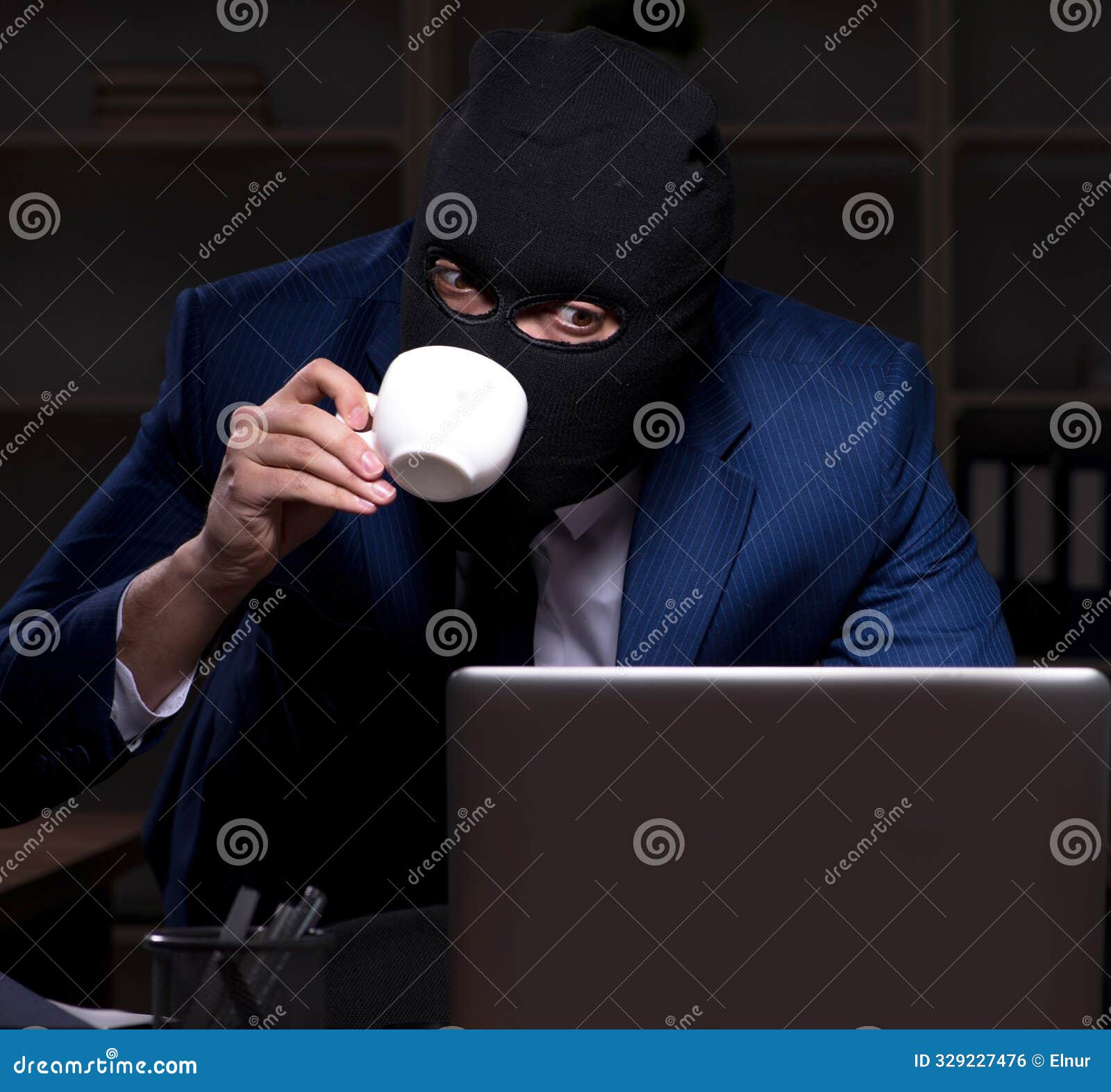 Male Employee Stealing Information in the Office Night Time Stock Photo ...