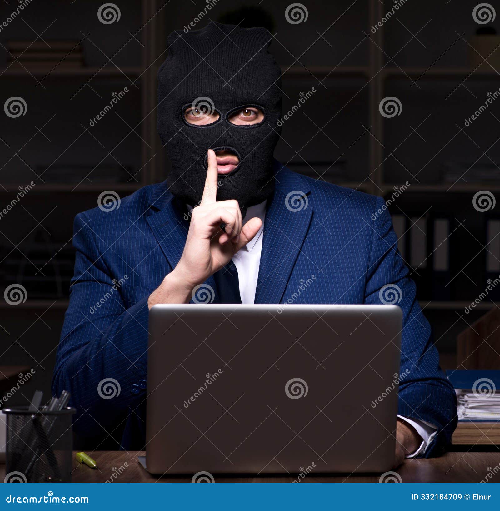 Male Employee Stealing Information in the Office Night Time Stock Image ...