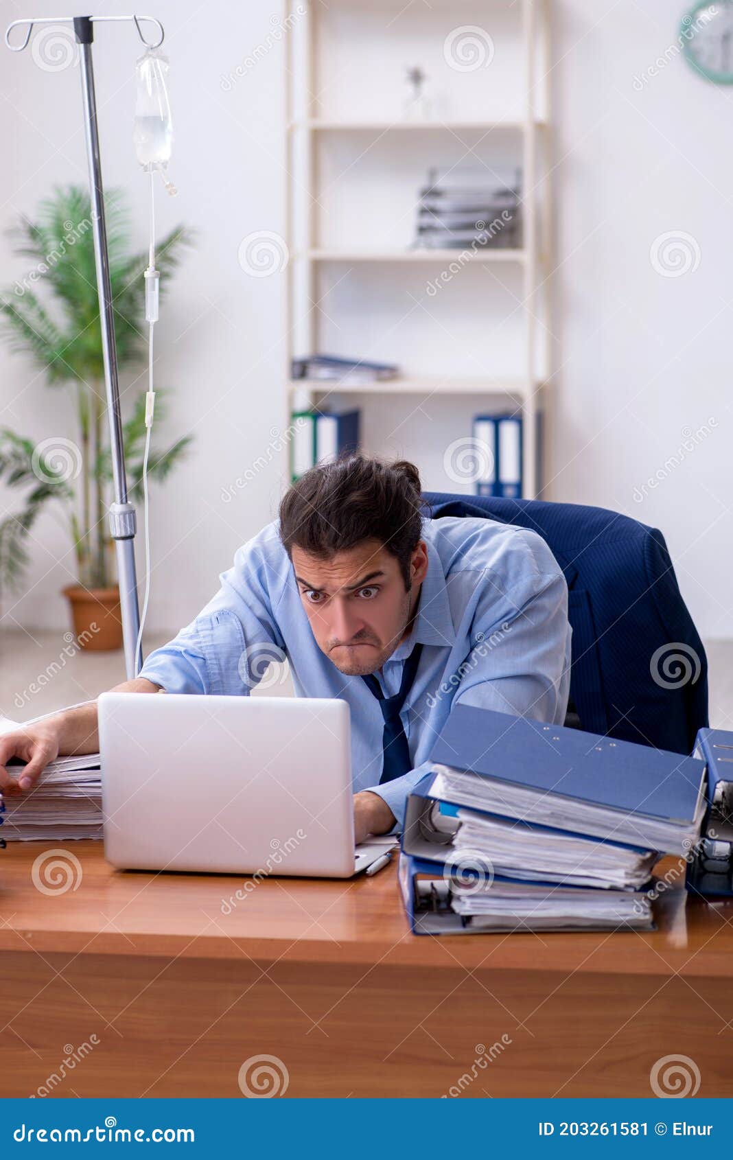 Young Male Employee Suffering at Workplace Stock Image - Image of ...