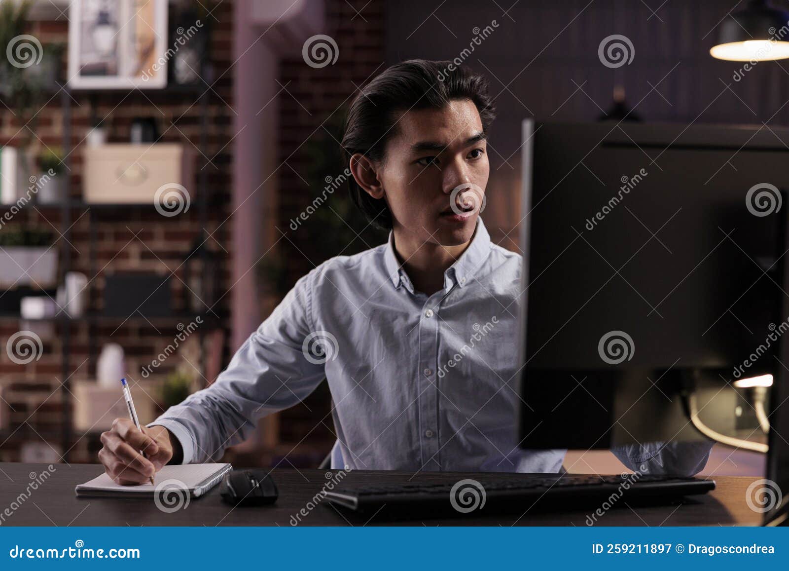 Male Employee Taking Notes on Files Stock Image - Image of adult ...