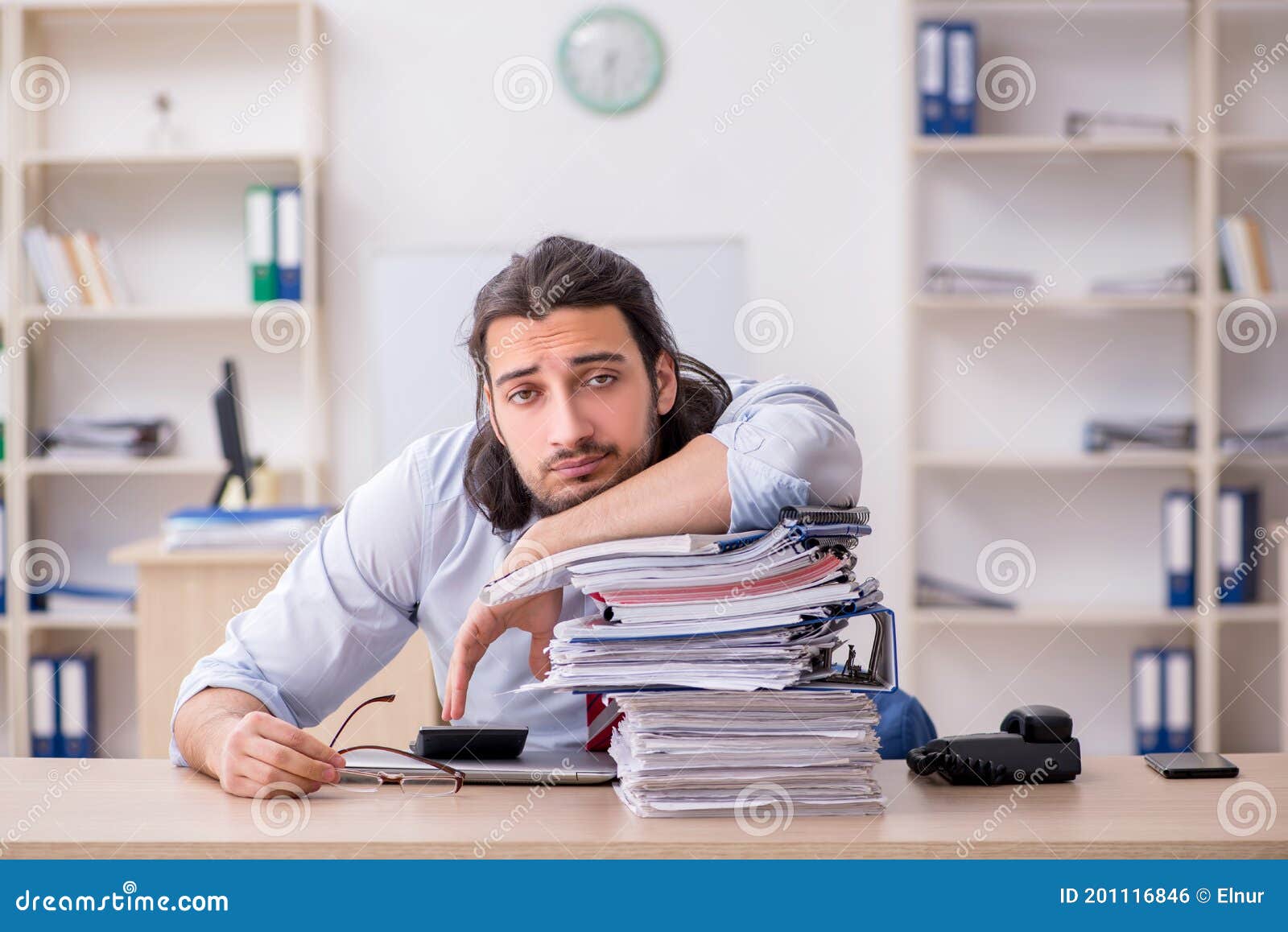 Young Male Employee Unhappy with Excessive Work Stock Photo - Image of ...