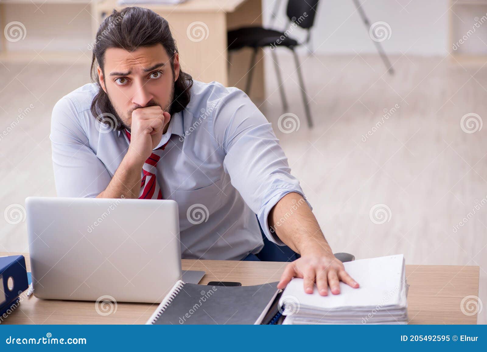 Young Male Employee Unhappy with Excessive Work Stock Image - Image of ...