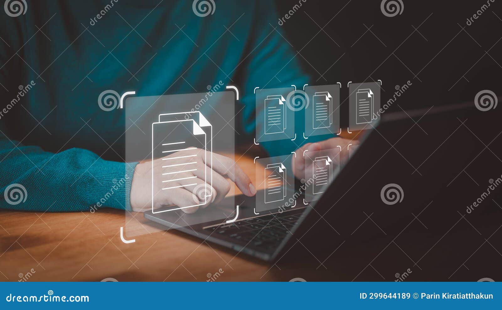 Employee Using a Computer Laptop Making Online Checklist Survey Stock ...