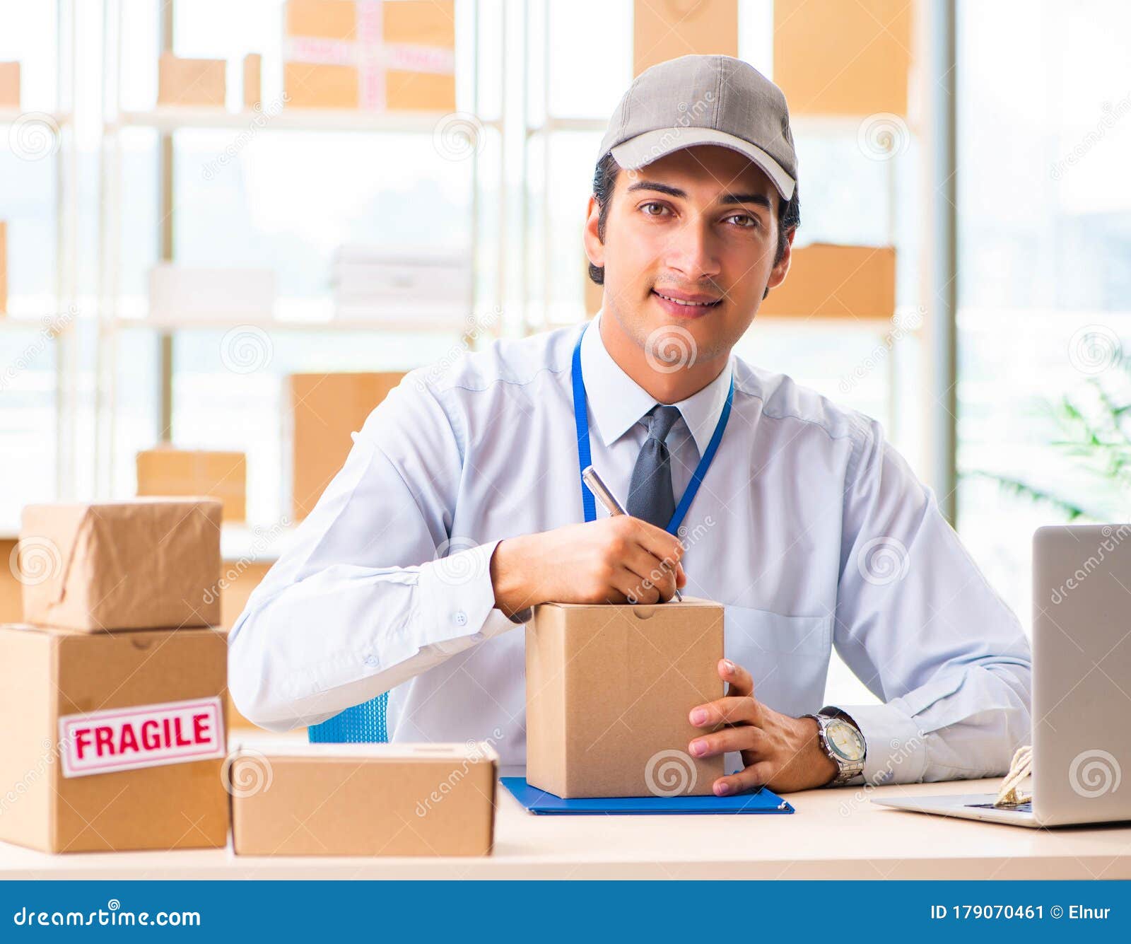 Male Employee Working in Box Delivery Relocation Service Stock Image ...