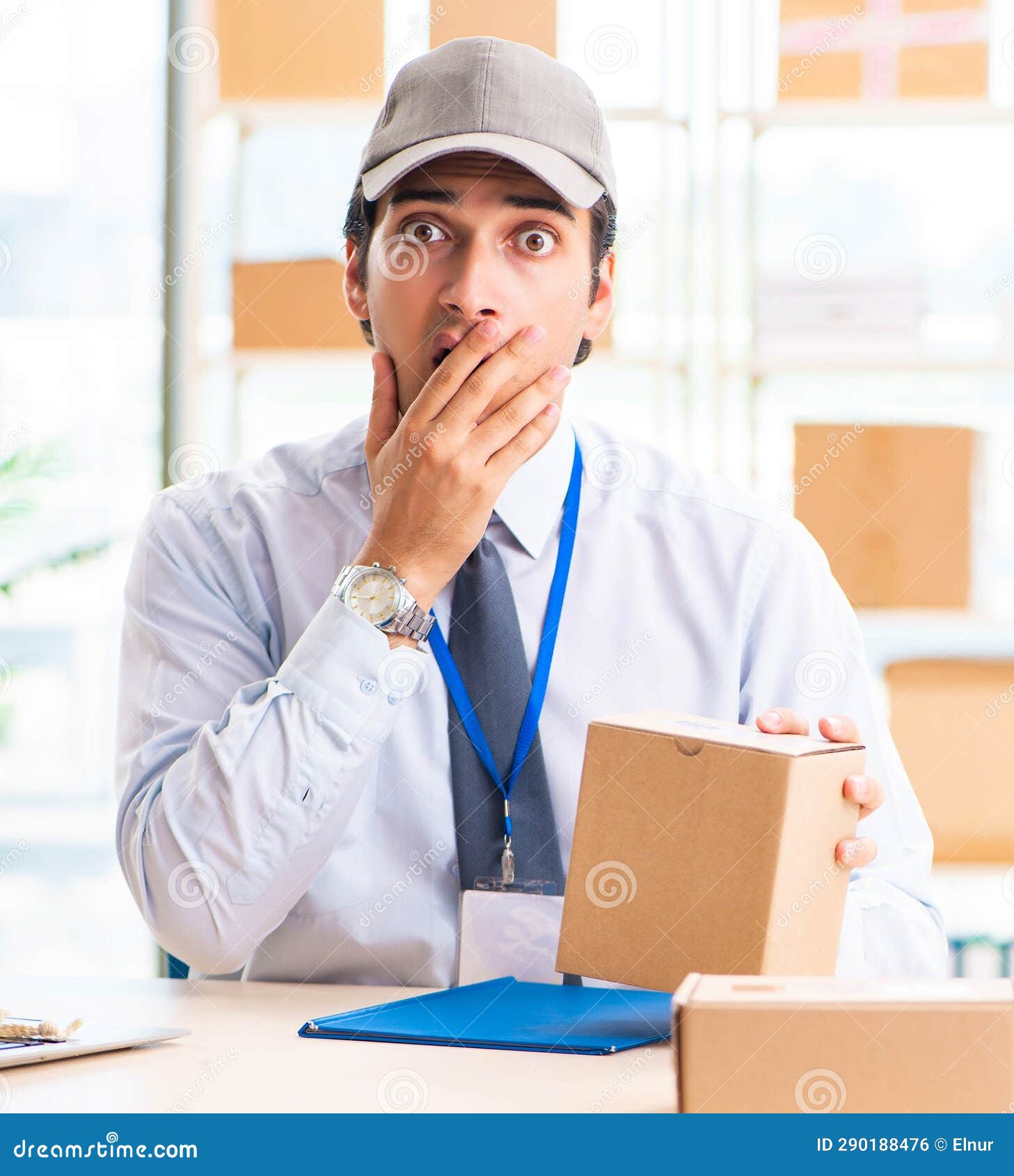 Male Employee Working in Box Delivery Relocation Service Stock Photo ...