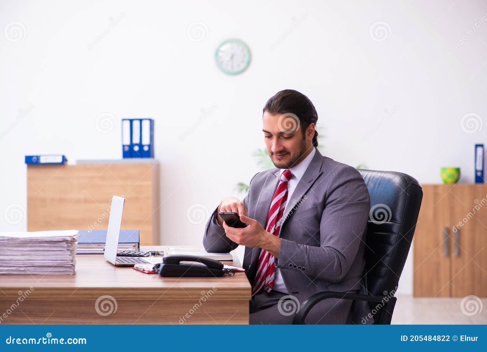 Young Male Employee Working in the Office Stock Photo - Image of online ...