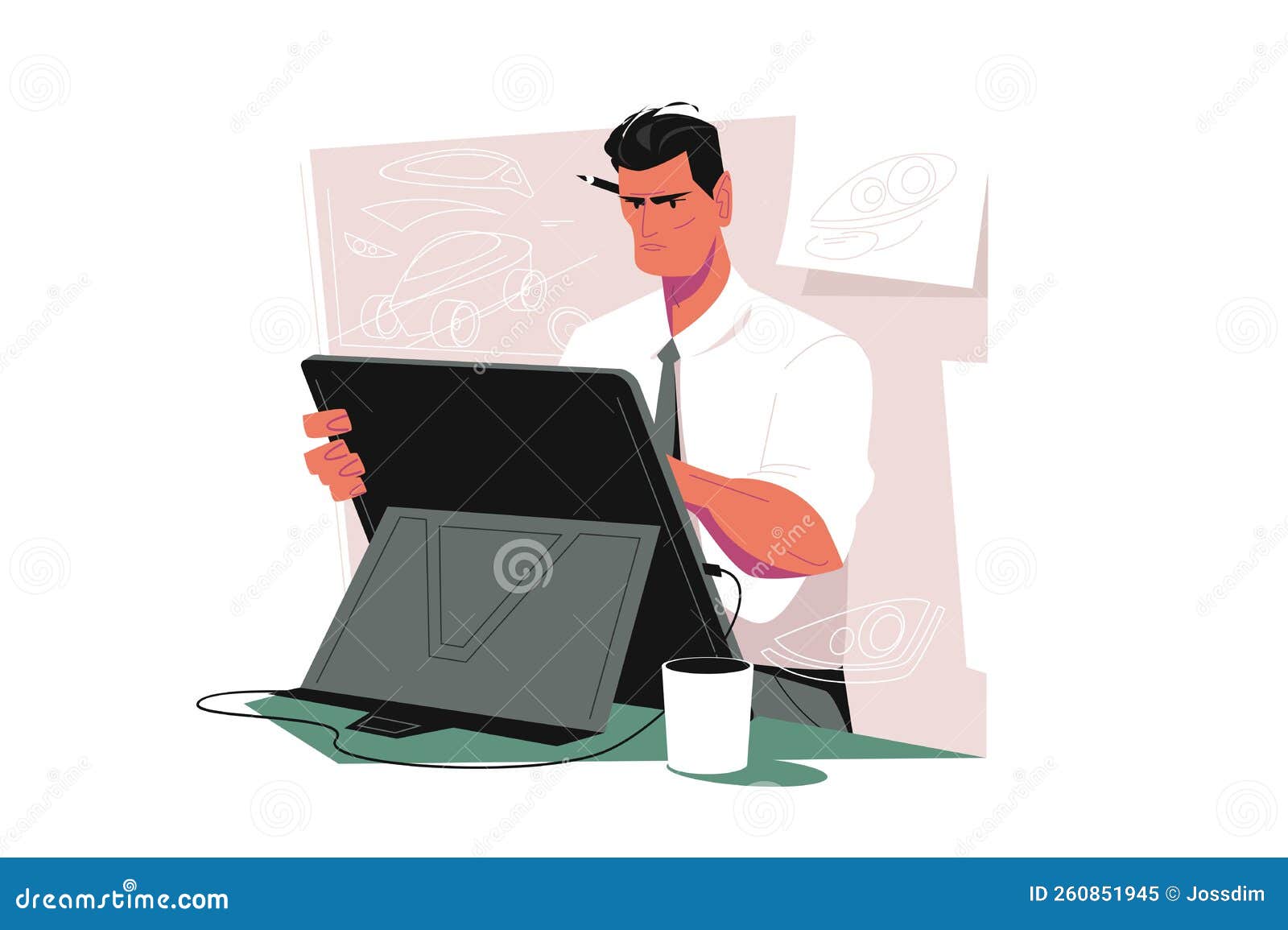 Engineer Or Architect Aluminium Drafting Ruler Cartoon Vector ...