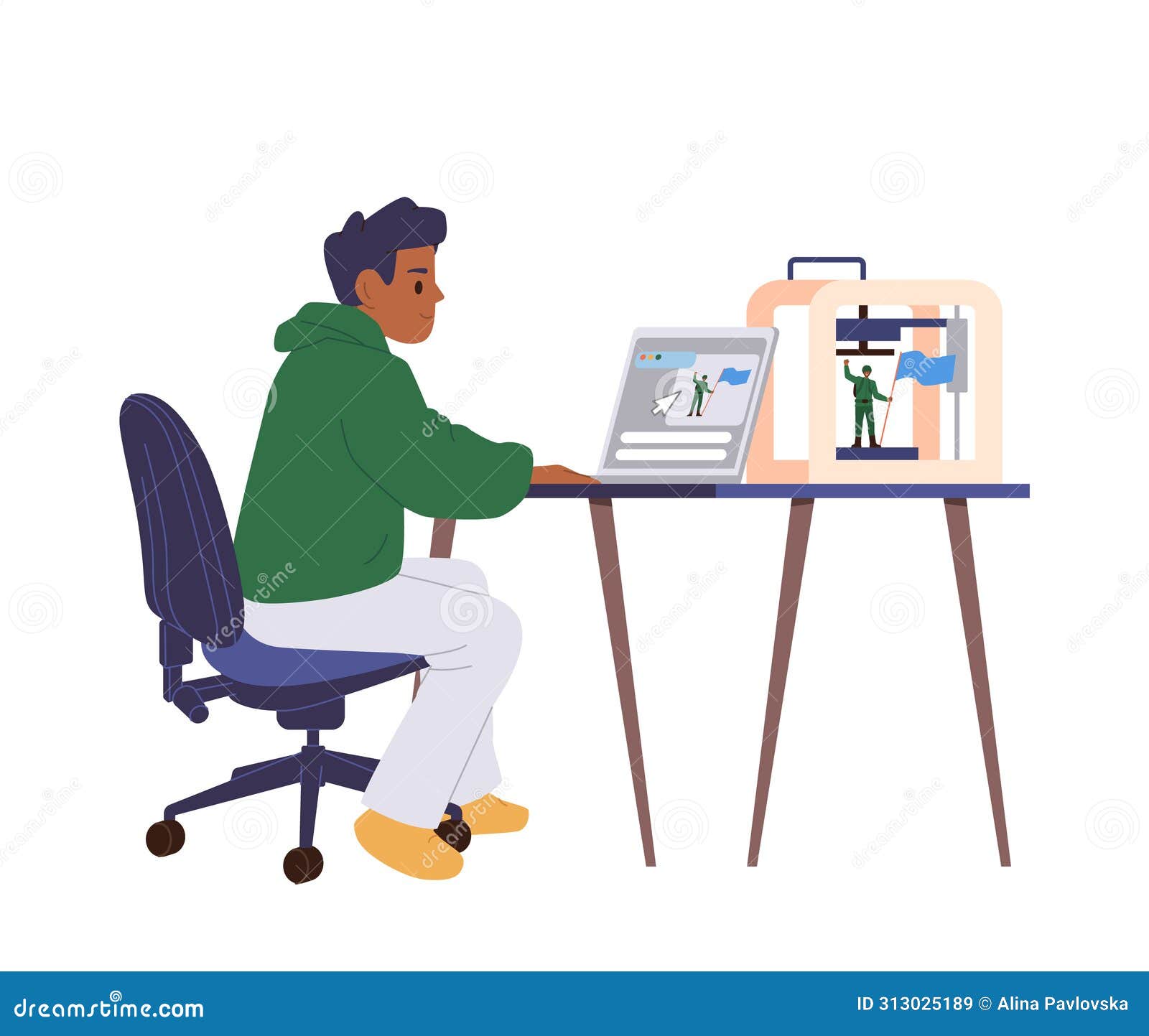 Engineer Printing Detail On 3d Printer, Using Revolutionary Technology ...