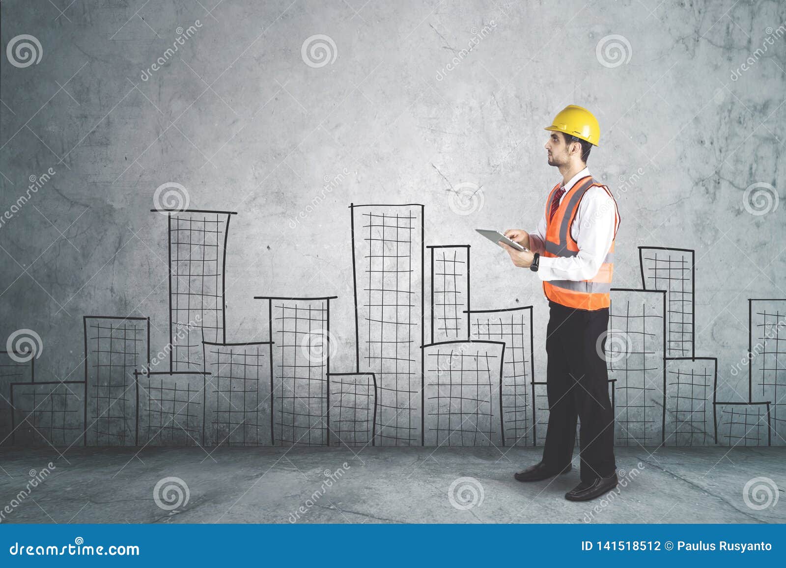 Male Engineer Checking Construction Site Stock Photo - Image of ...