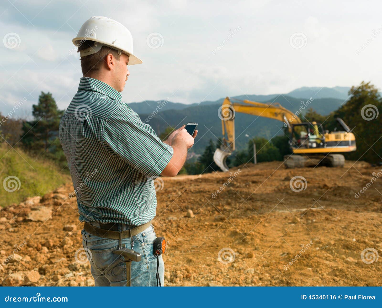Male Engineer on Construction Site Stock Photo - Image of architecture ...