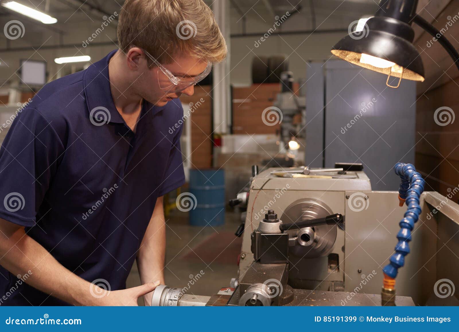 Male Engineer in Factory Using Milling Machine Stock Image - Image of ...