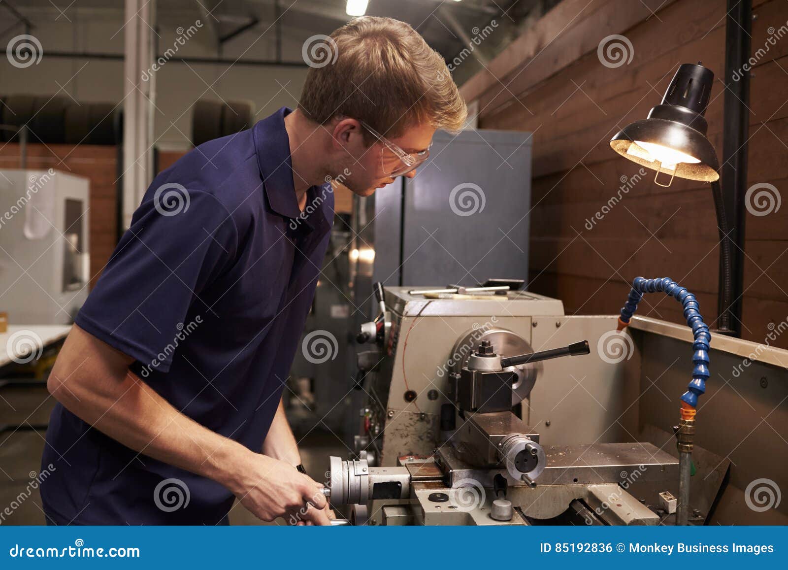 Male Engineer in Factory Using Milling Machine Stock Photo - Image of ...