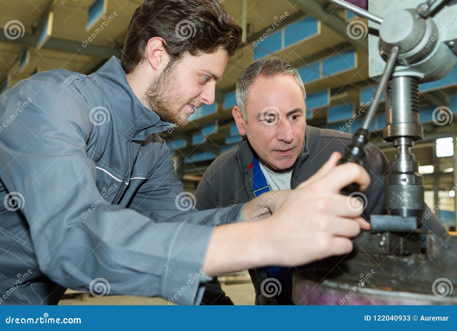 Male Engineer in Factory Using Milling Machine Stock Image - Image of ...
