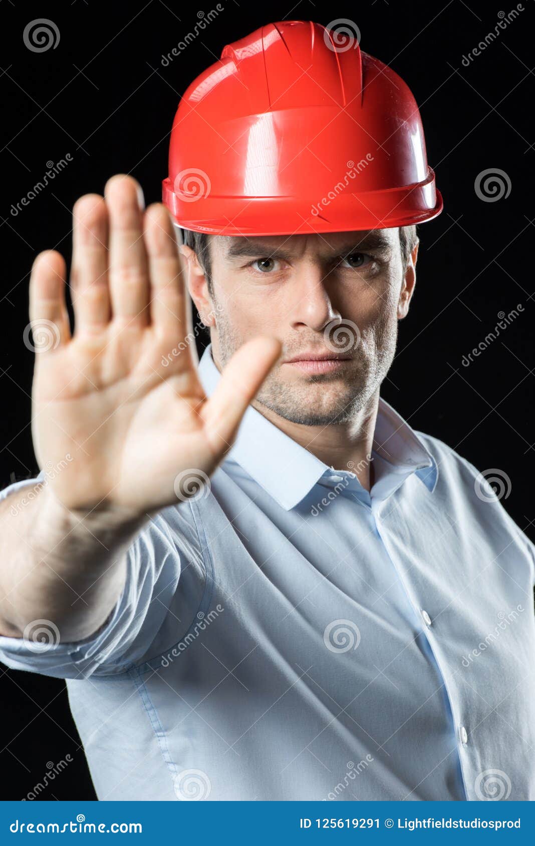 Male engineer in hard hat stock image. Image of architecture - 125619291