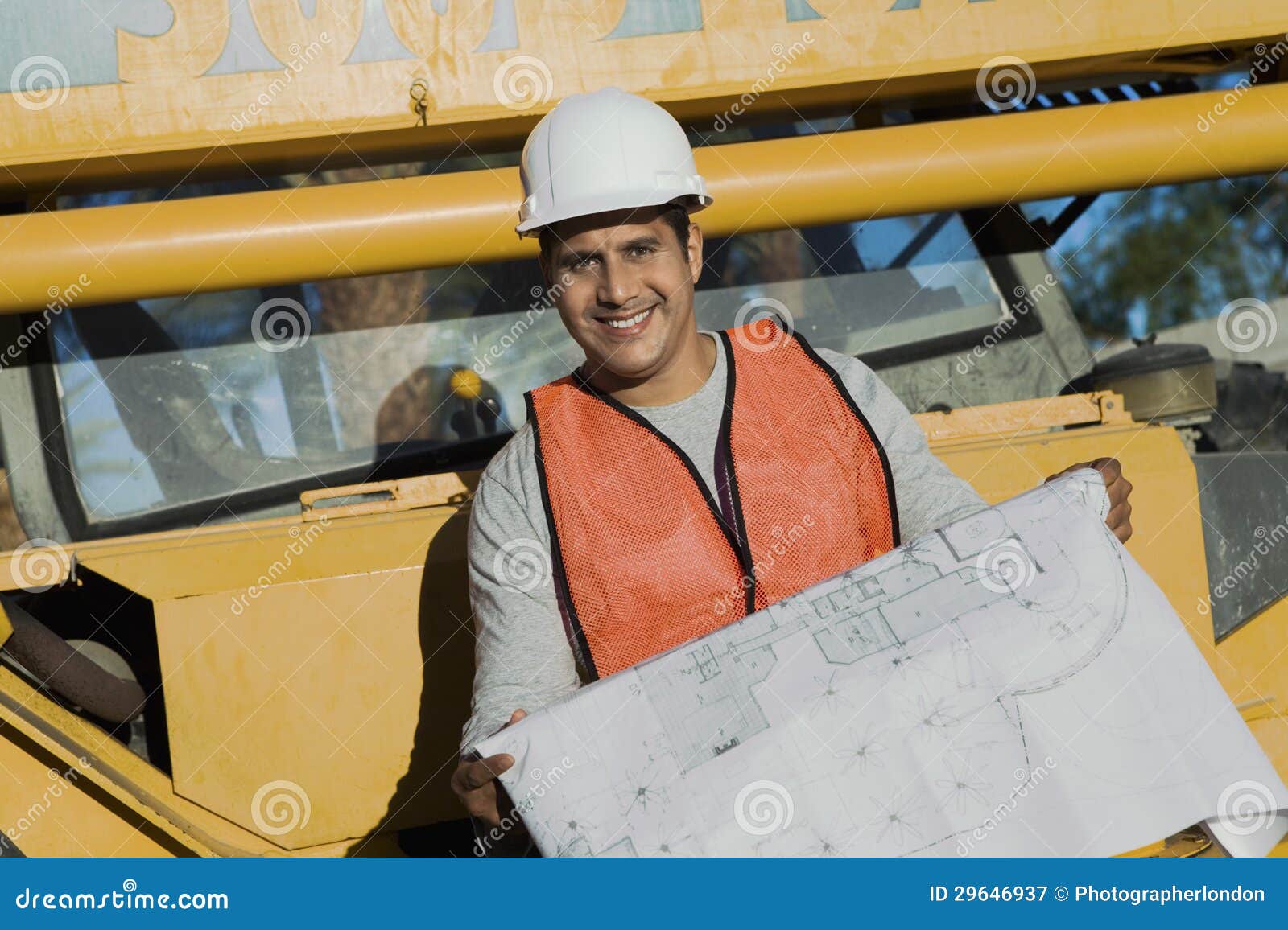 Male Engineer Holding Blueprint Stock Image - Image of foreman ...