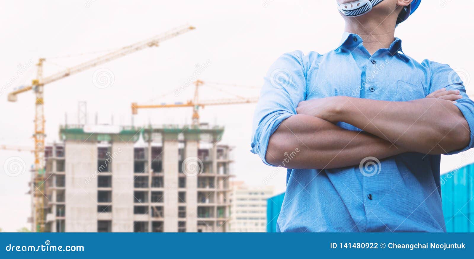 The Male Engineer is Inspecting the Building Structure in the ...