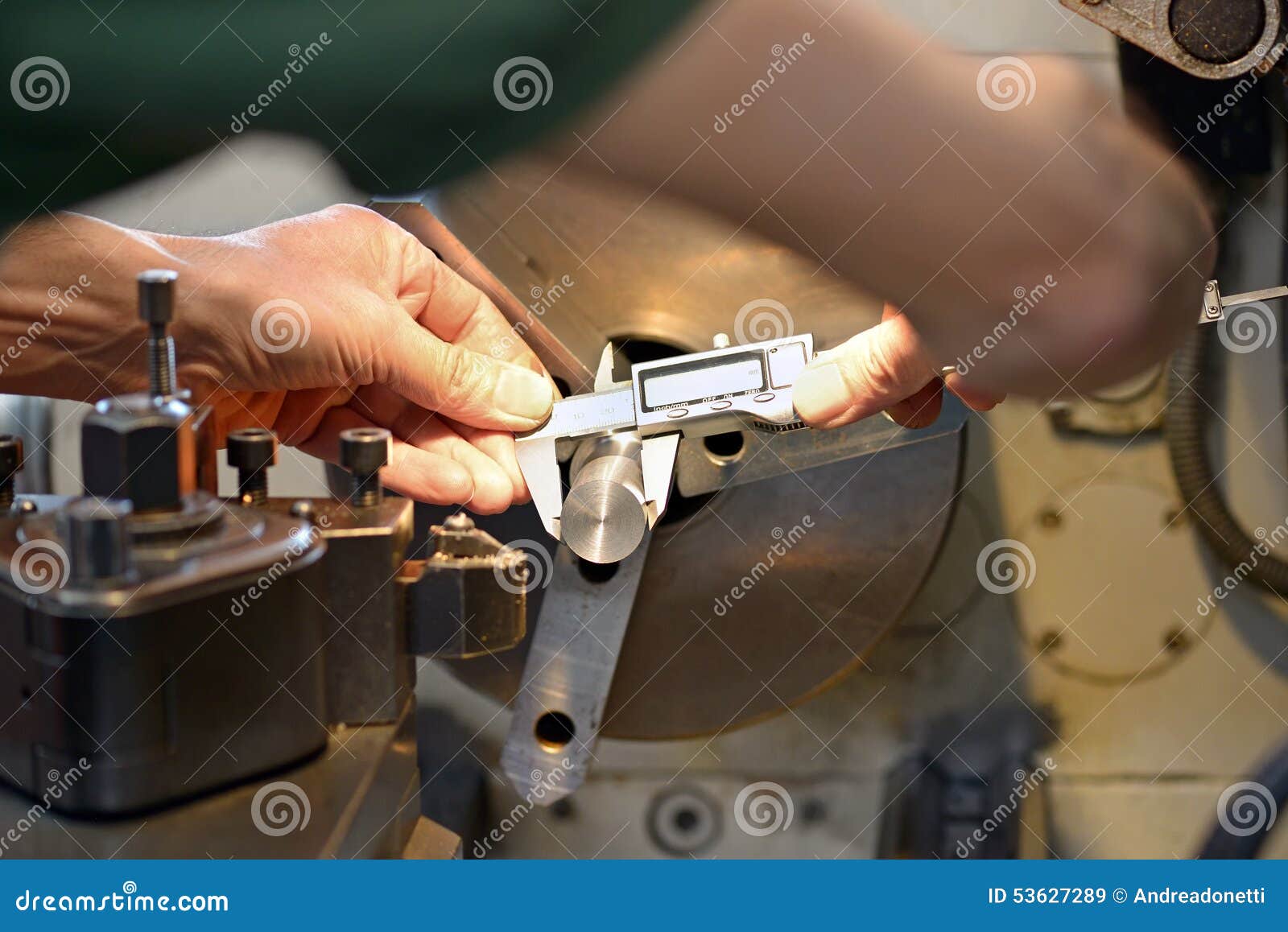 Male Engineer Measuring a Metallic Piece Stock Image - Image of ...