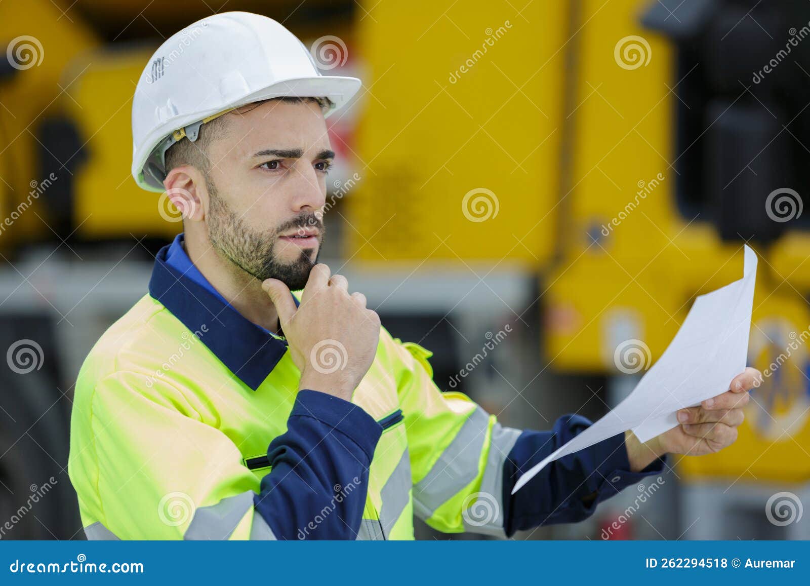 Male Engineer Outside Construction Site Stock Photo - Image of plan ...