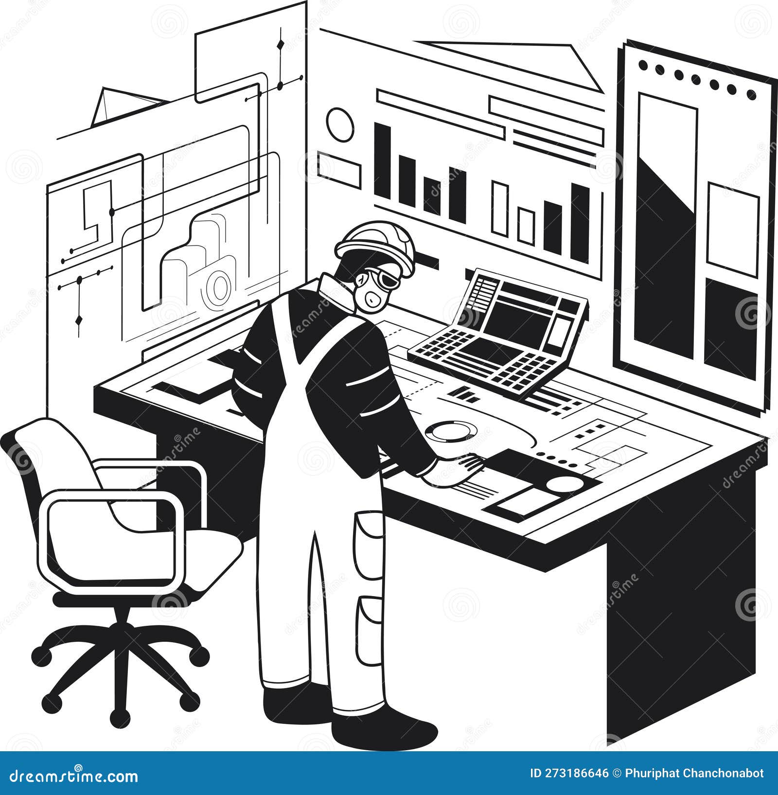 Supervising Engineer With Construction Plan On Site. Industrial Worker ...