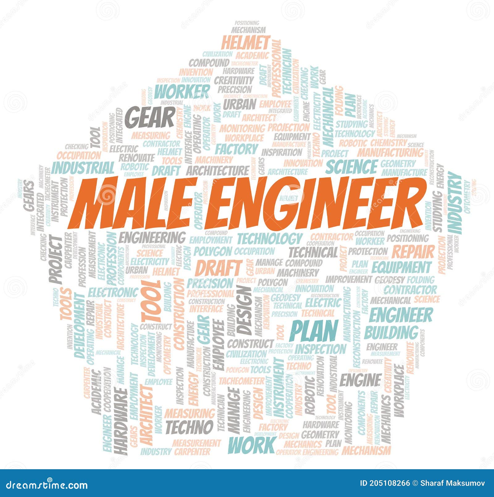 Male Engineer Typography Word Cloud Create with the Text only Stock ...