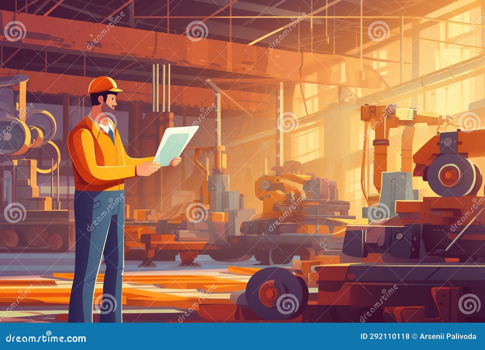 Male Engineer Using Tablet for Controlling Machines in Manufacturing ...