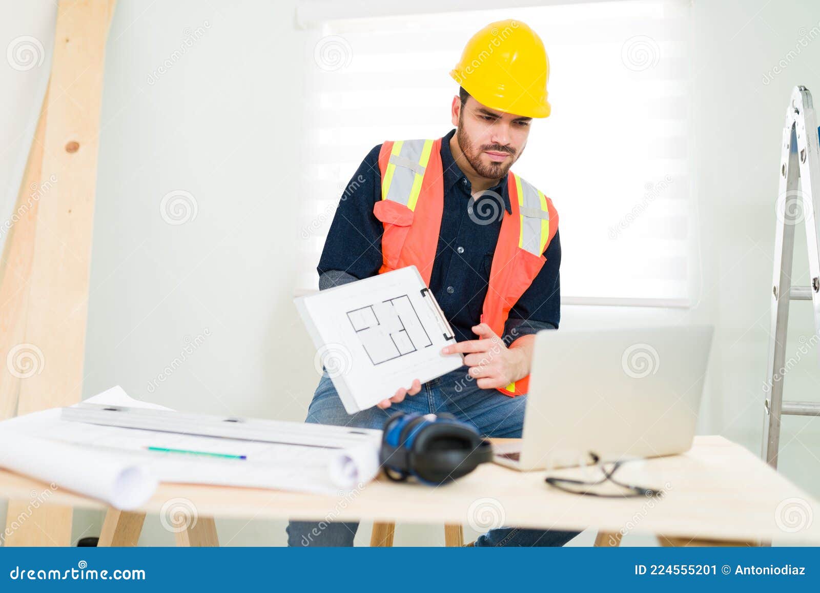 Male Engineer during a Video Call with a Client Stock Image - Image of ...