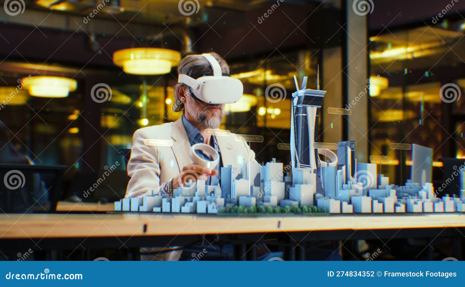 Male Engineer in VR Headset Creates Architectural Project Stock ...