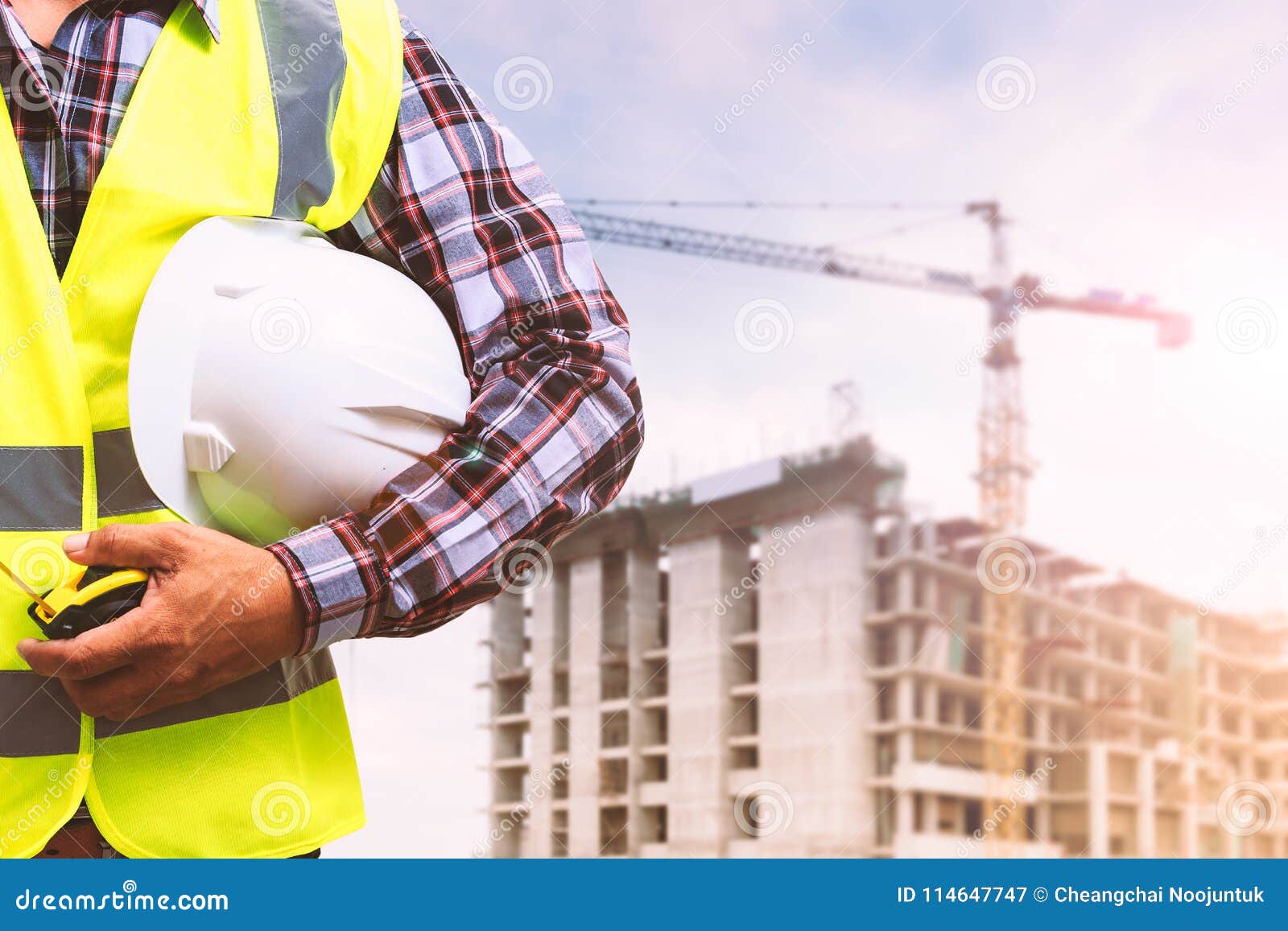 Engineer is Working at a Construction Site. Stock Image - Image of ...
