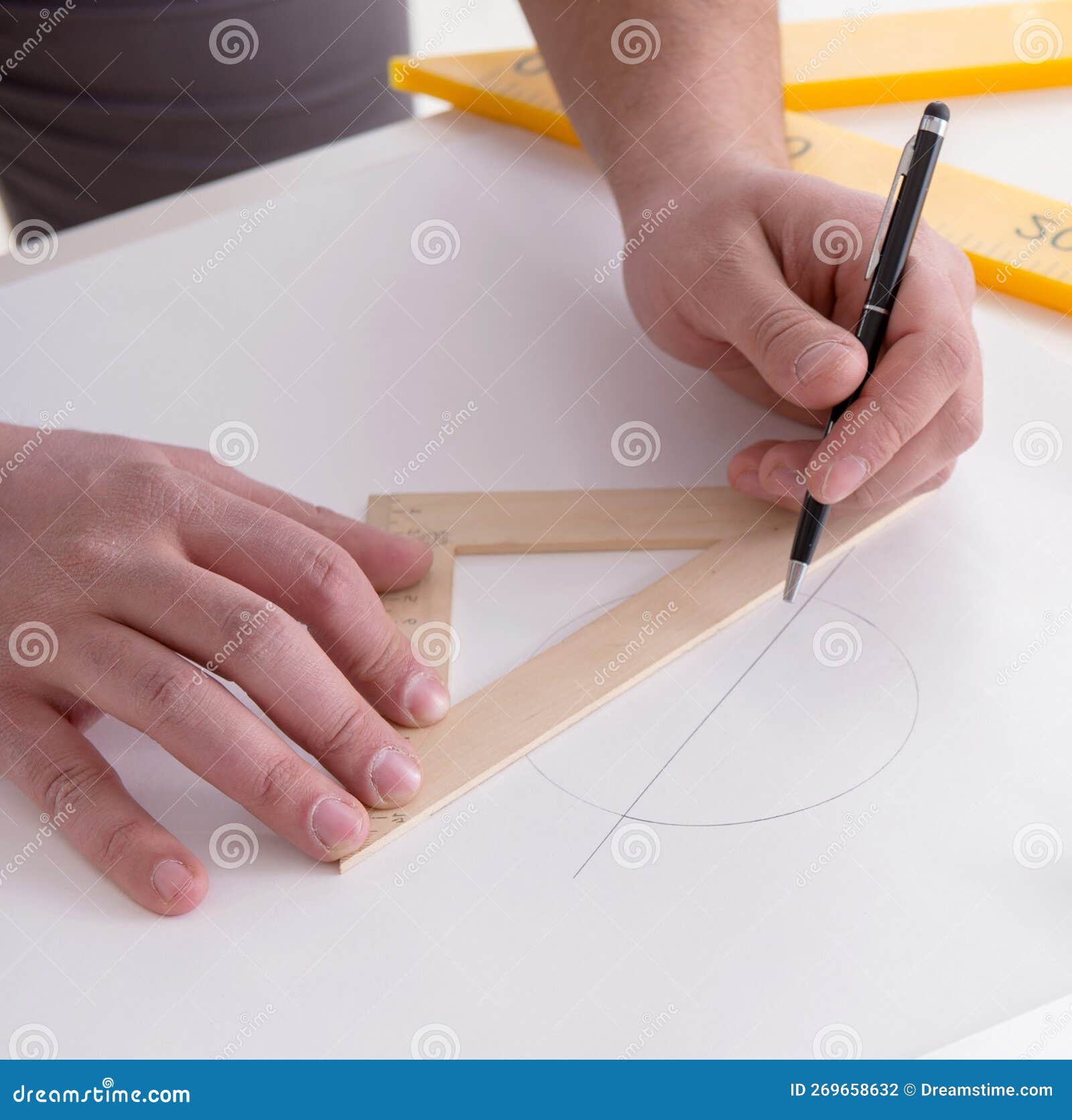 Male Engineer Working on Drawings and Blueprints Stock Photo - Image of ...