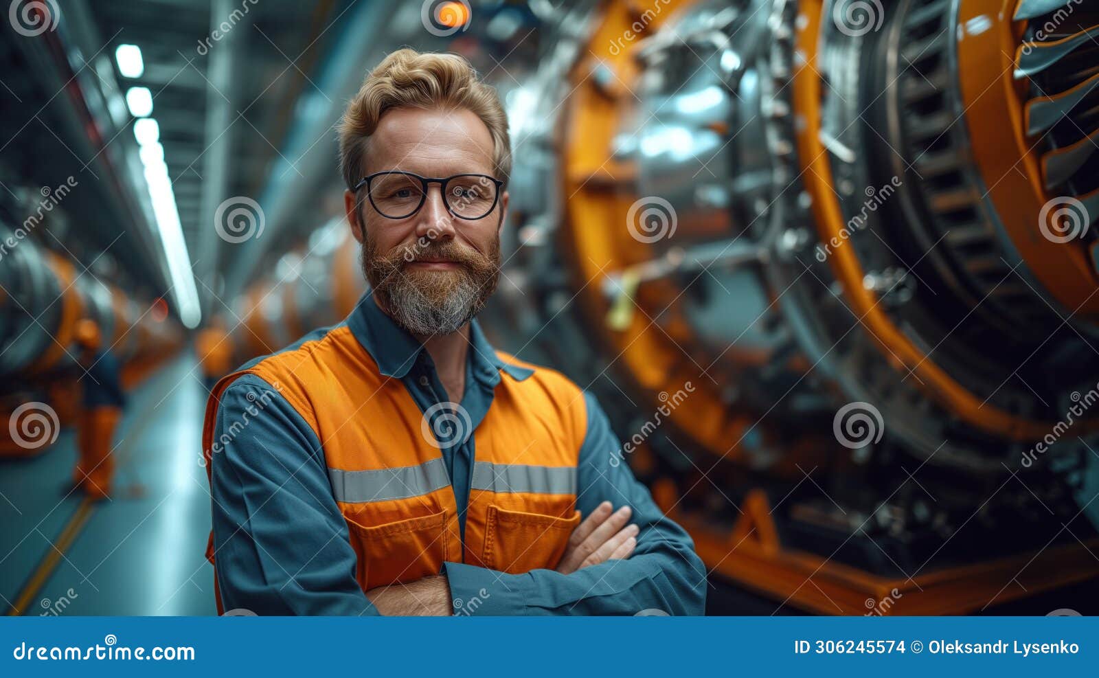 Male Engineer Working Factory Interior Stock Illustration ...