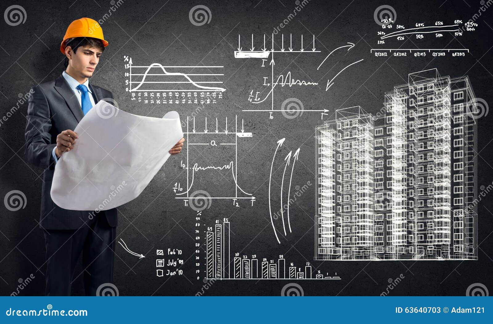 Male engineer stock image. Image of confident, blueprint - 63640703