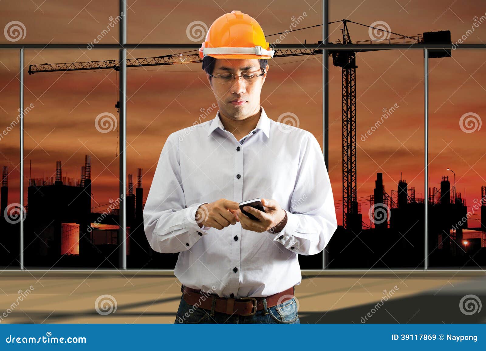 Male Engineering Using Smart Phone Stock Image - Image of inspector ...