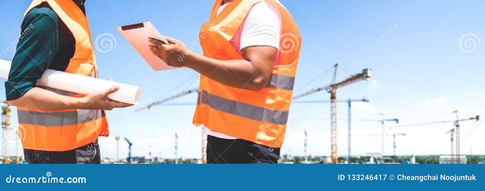 Male Engineers are Talking To Building Design Stock Image - Image of ...