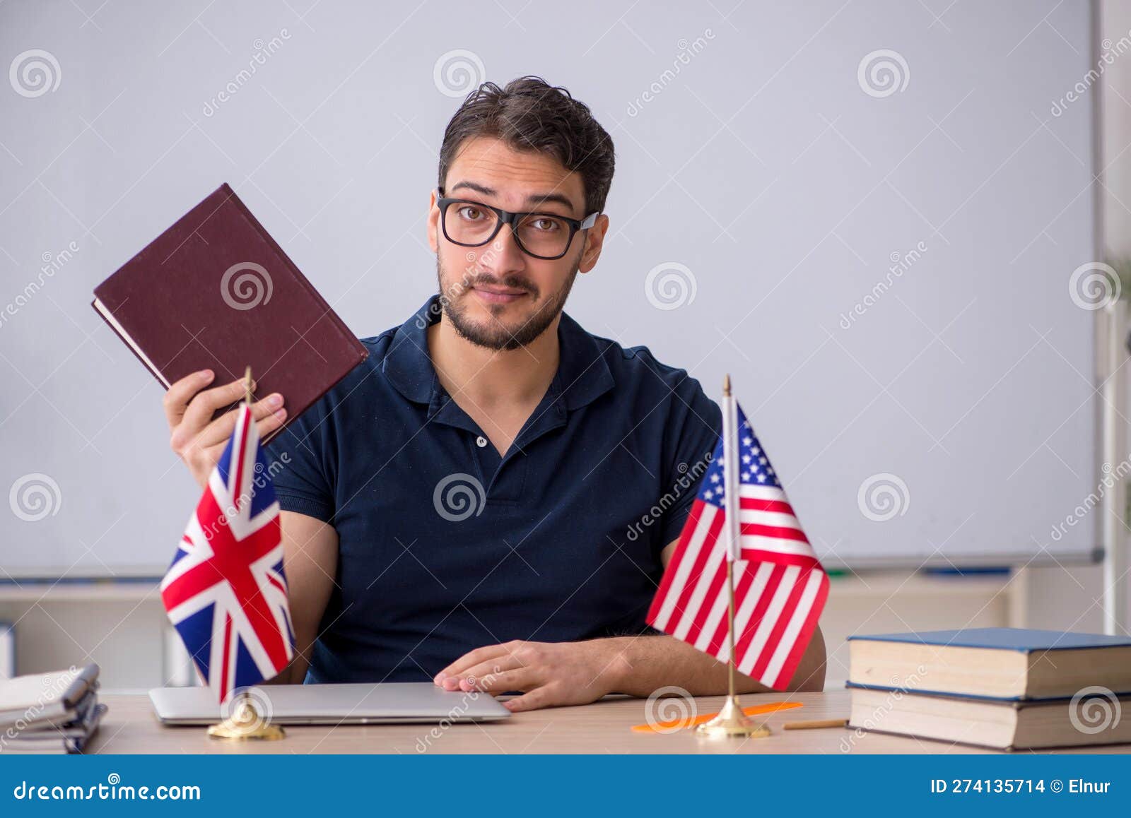 Male English Language Teacher in Front of White Board Stock Photo ...