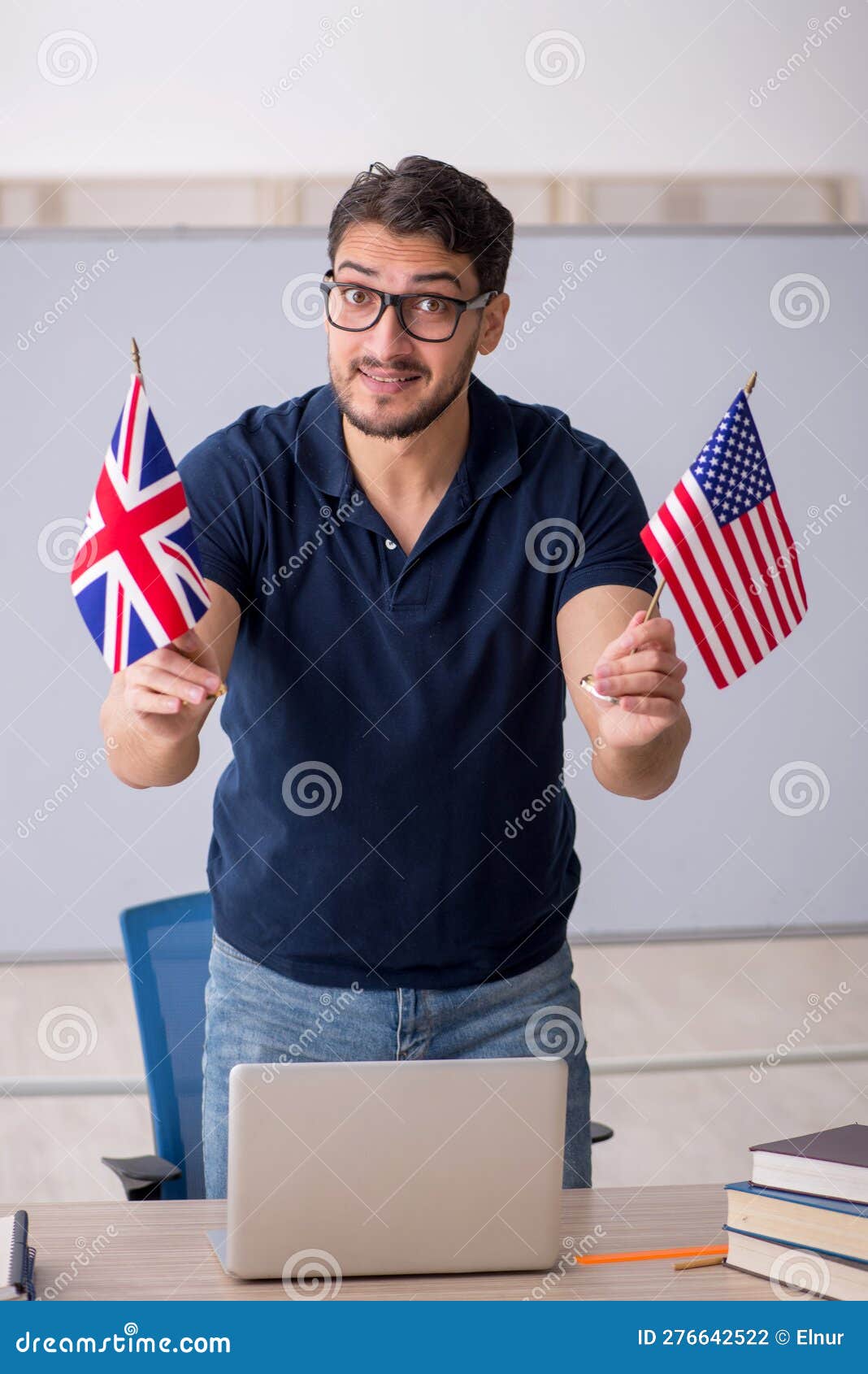 Male English Language Teacher in Front of White Board Stock Photo ...