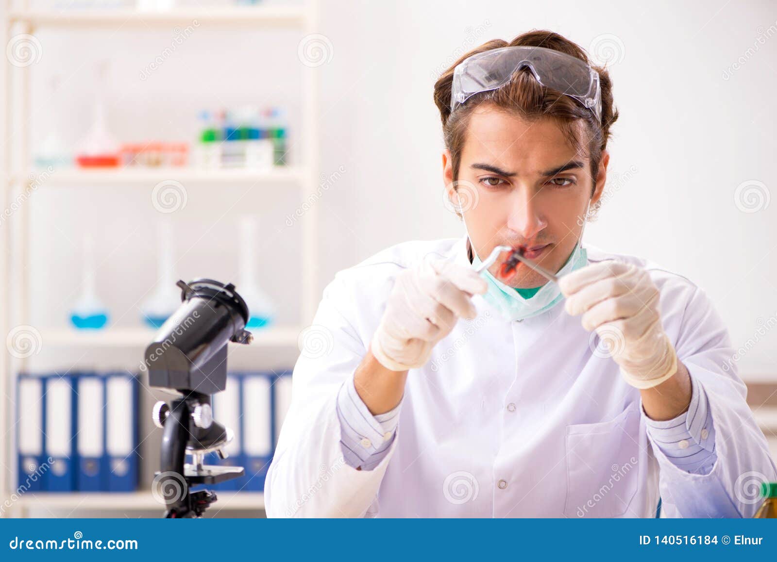 The Male Entomologist Working in the Lab on New Species Stock Photo ...